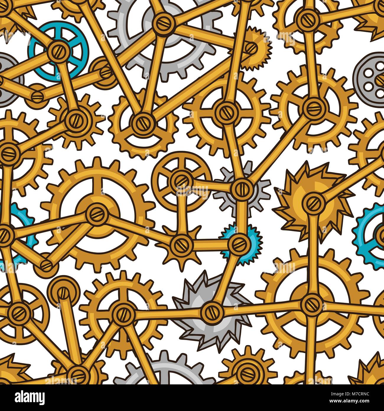 Steampunk seamless pattern of metal gears in doodle style Stock Vector ...