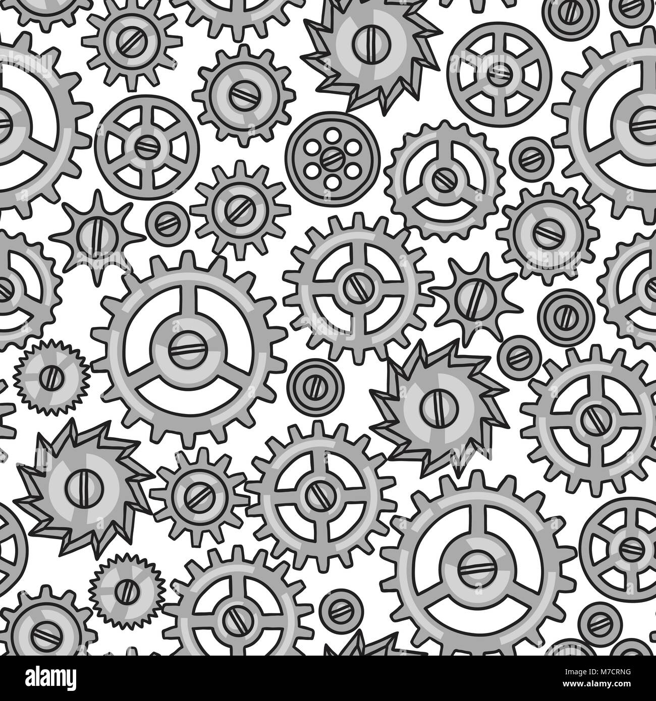 Steampunk seamless pattern of metal gears in doodle style Stock Vector Image & Art - Alamy