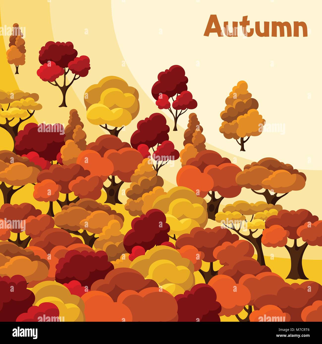Autumn background design with abstract stylized trees Stock Vector ...