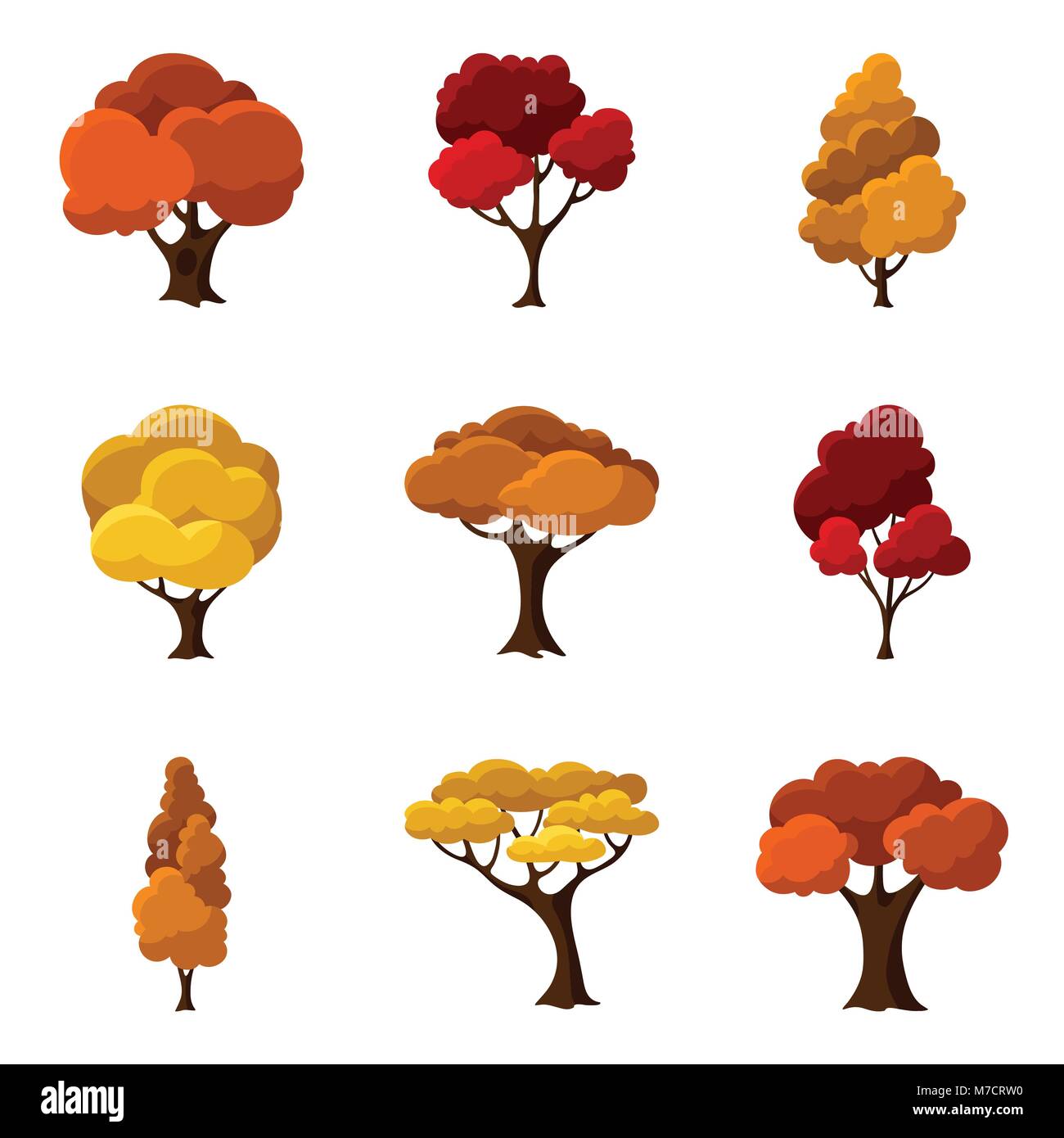 Set of autumn abstract stylized trees. Natural illustration Stock ...