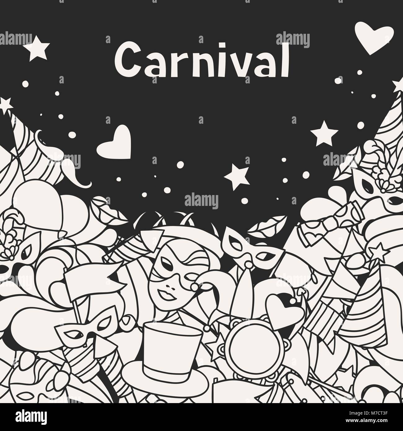 Carnival show background with doodle icons and objects Stock Vector ...