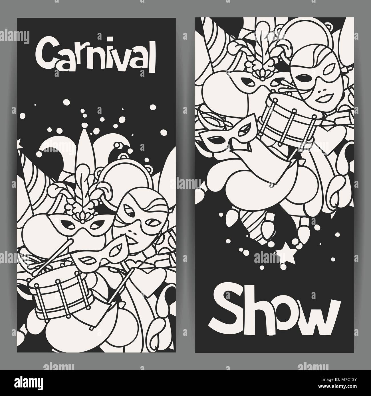Carnival show banners with doodle icons and objects Stock Vector Image ...