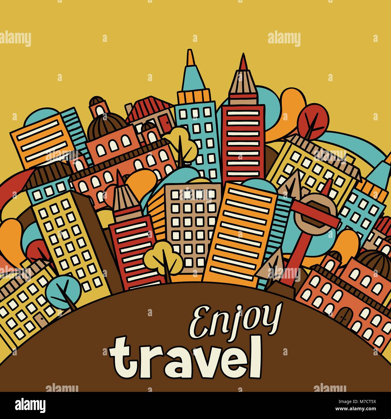 Town background design with hand drawn houses Stock Vector Image & Art ...