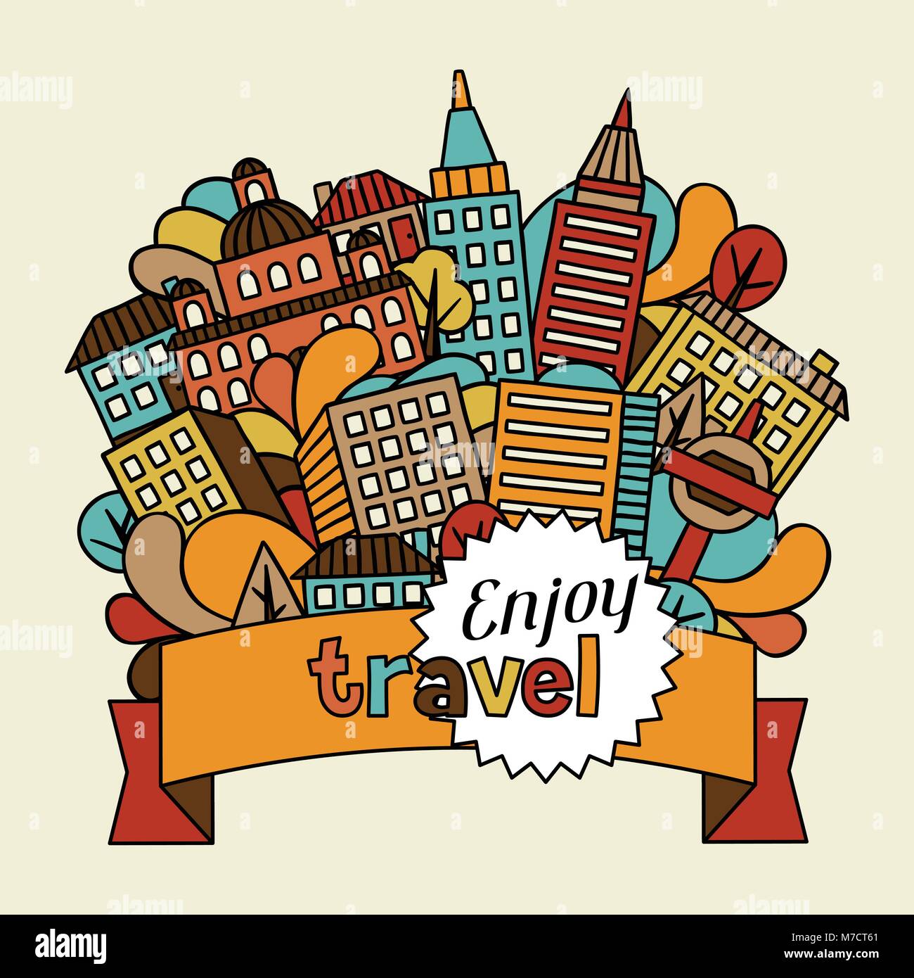 Town background design with hand drawn houses Stock Vector Image & Art ...
