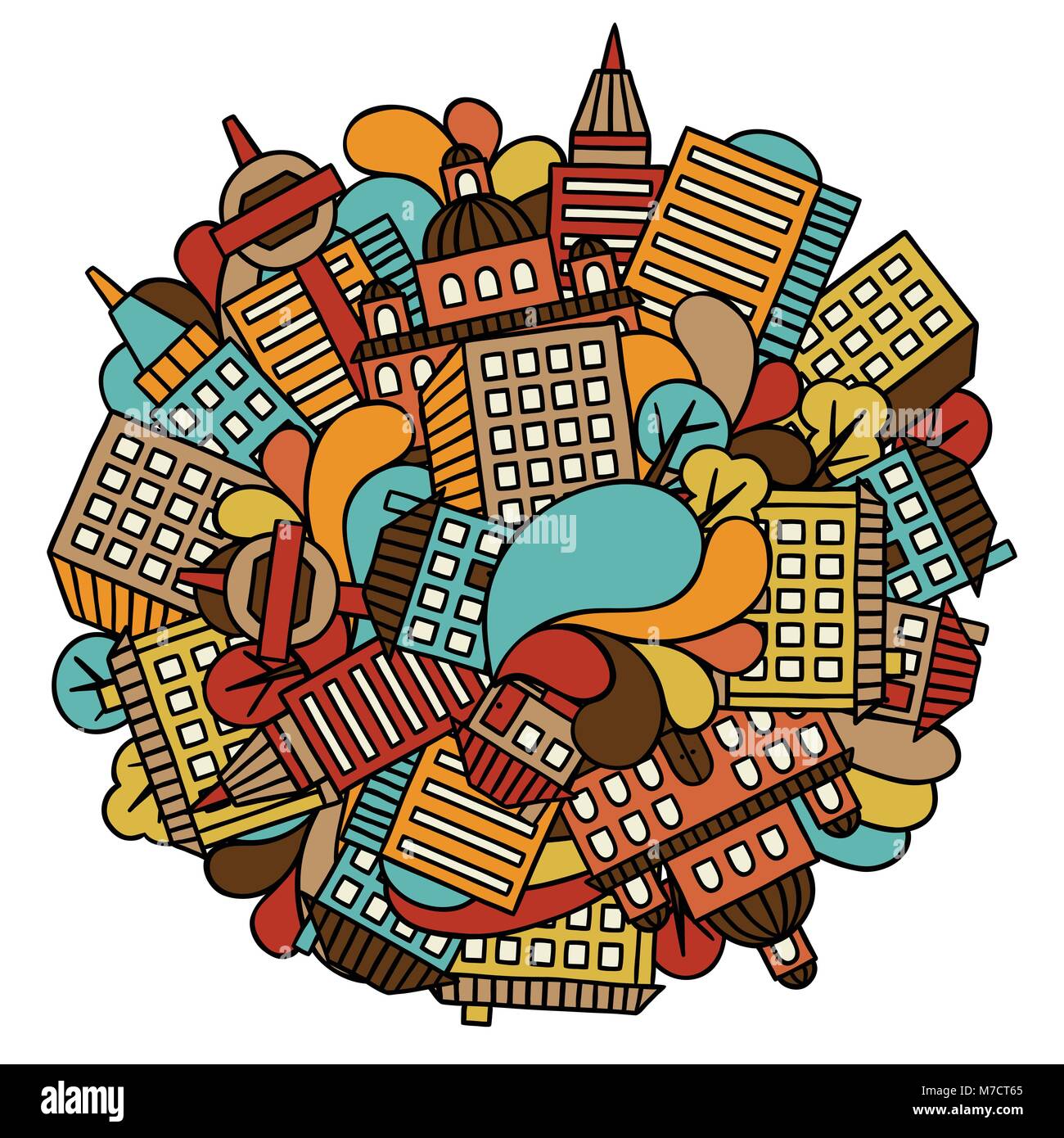 Town background design with hand drawn houses Stock Vector Image & Art ...