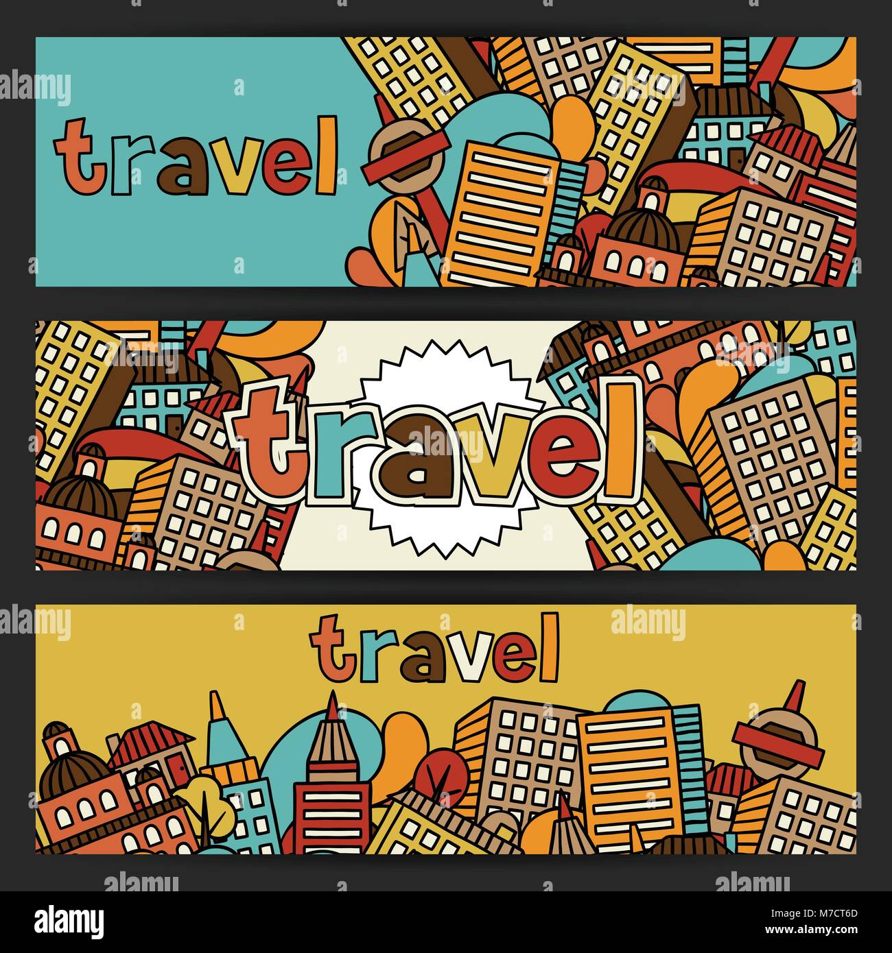 Town banners design with hand drawn houses Stock Vector Image & Art - Alamy