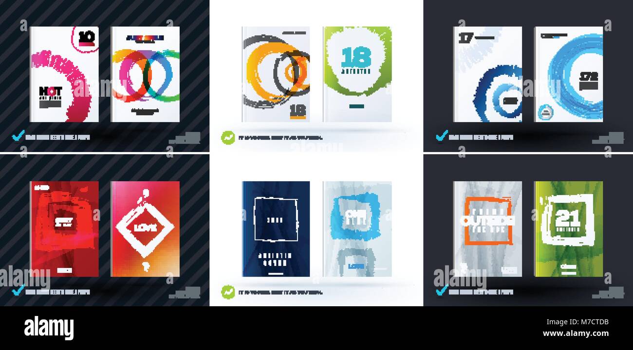 Set of abstract design vector, template cover, poster, flyer with ...