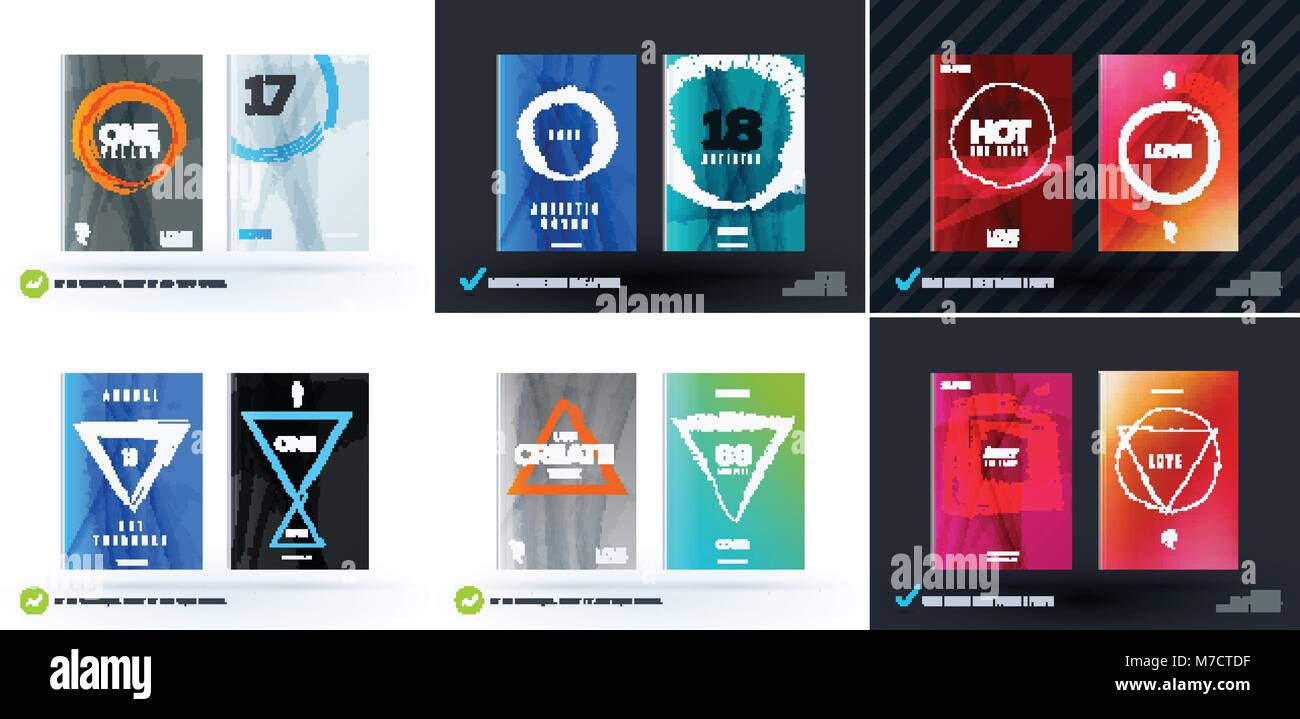 Set of abstract design vector, template cover, poster, flyer with ...