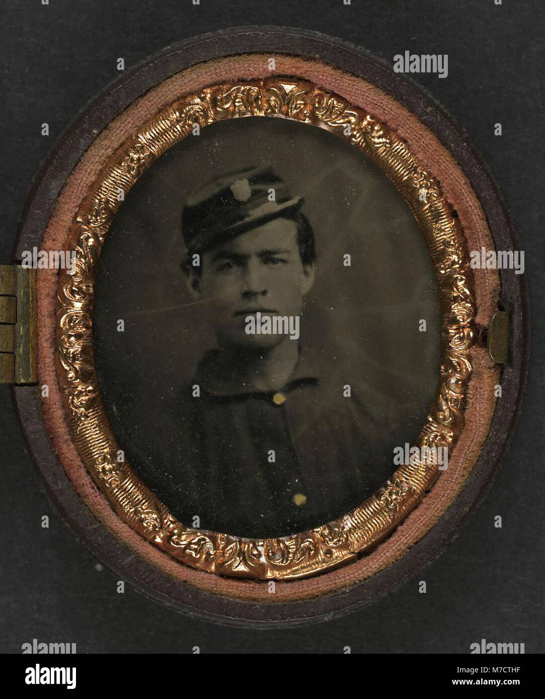This photograph features an unidentified Union soldier from the ...
