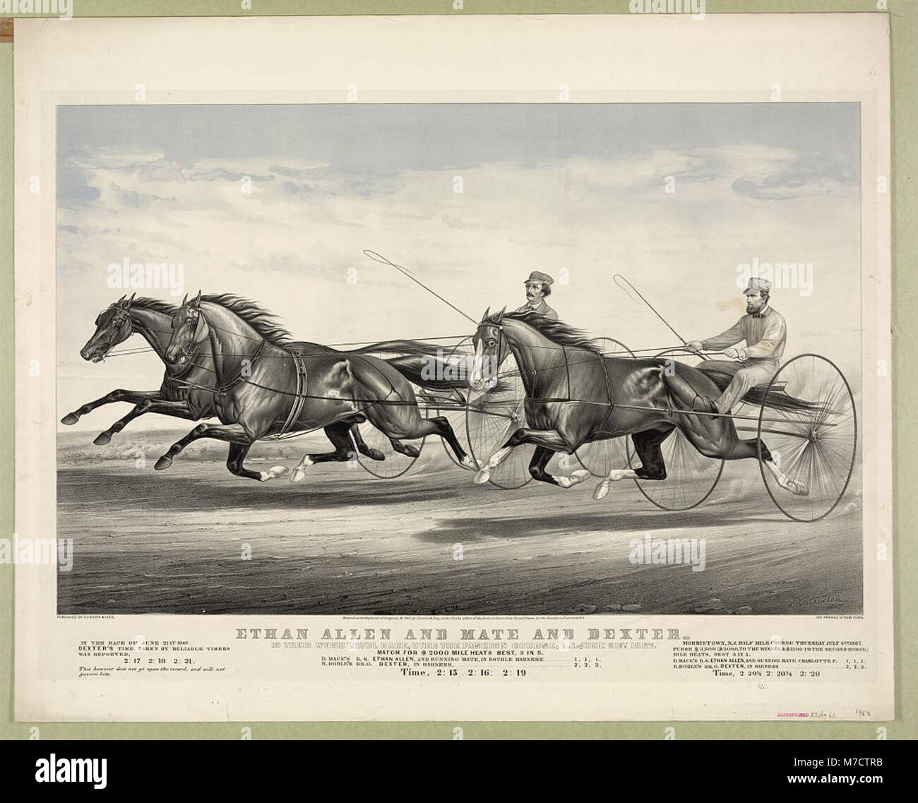 This historical image captures a race between Ethan Allen and his horse ...