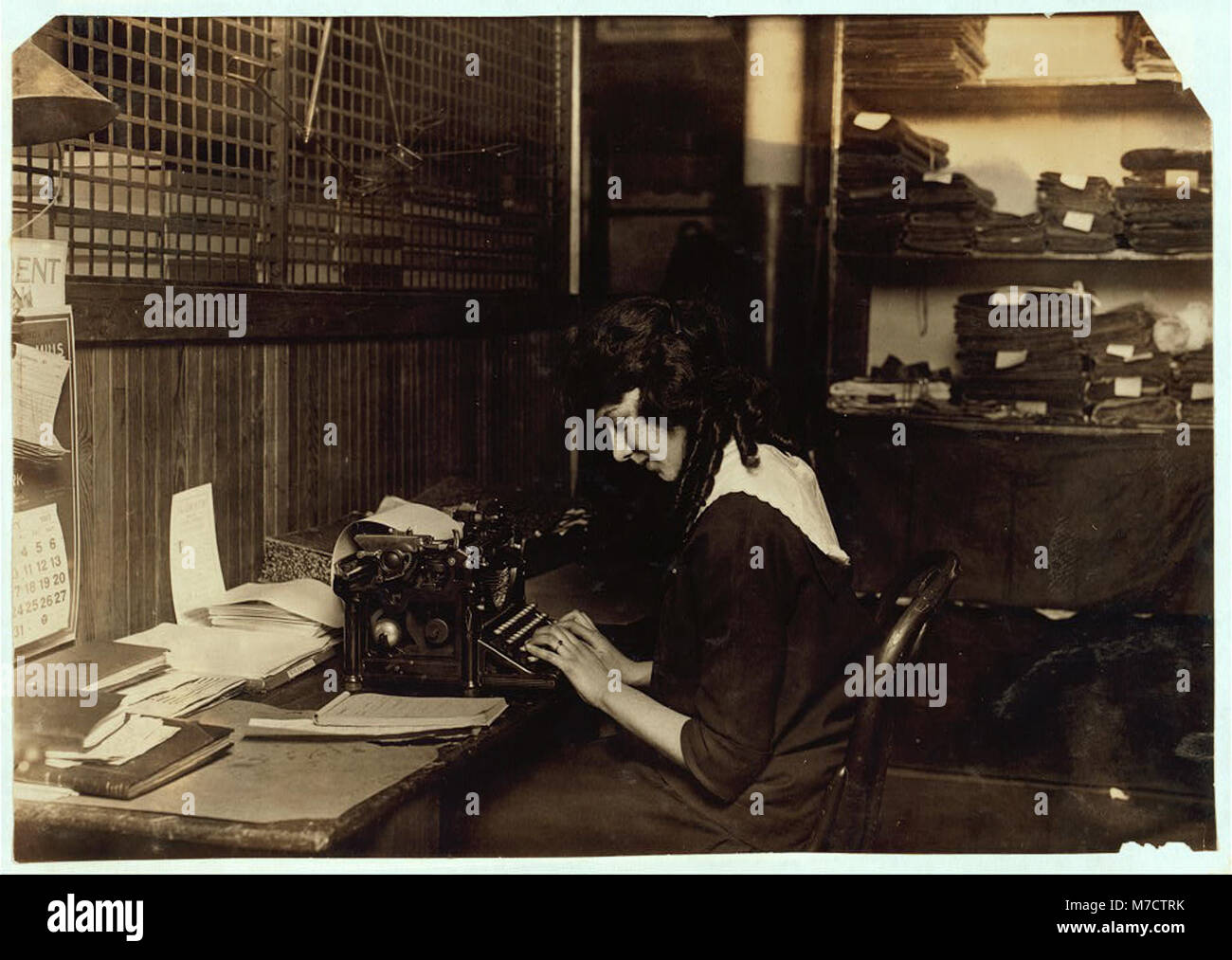 A photograph of 15-year-old Ethel Selansky, working as a typist for ...