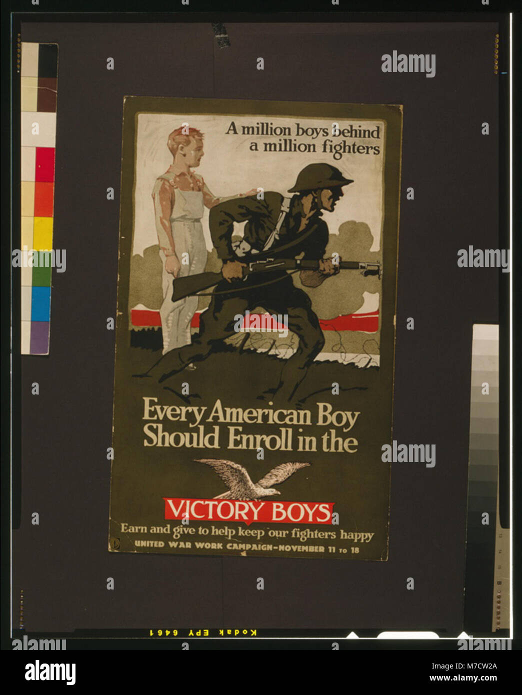 A historical poster encouraging American boys to enroll in the 'Victory ...