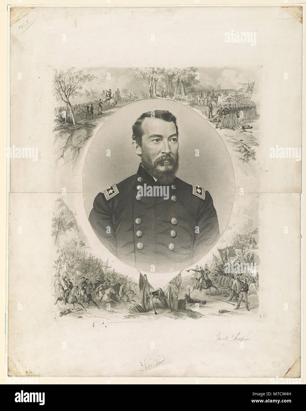 A portrait of Sheridan, a notable historical figure, likely General ...