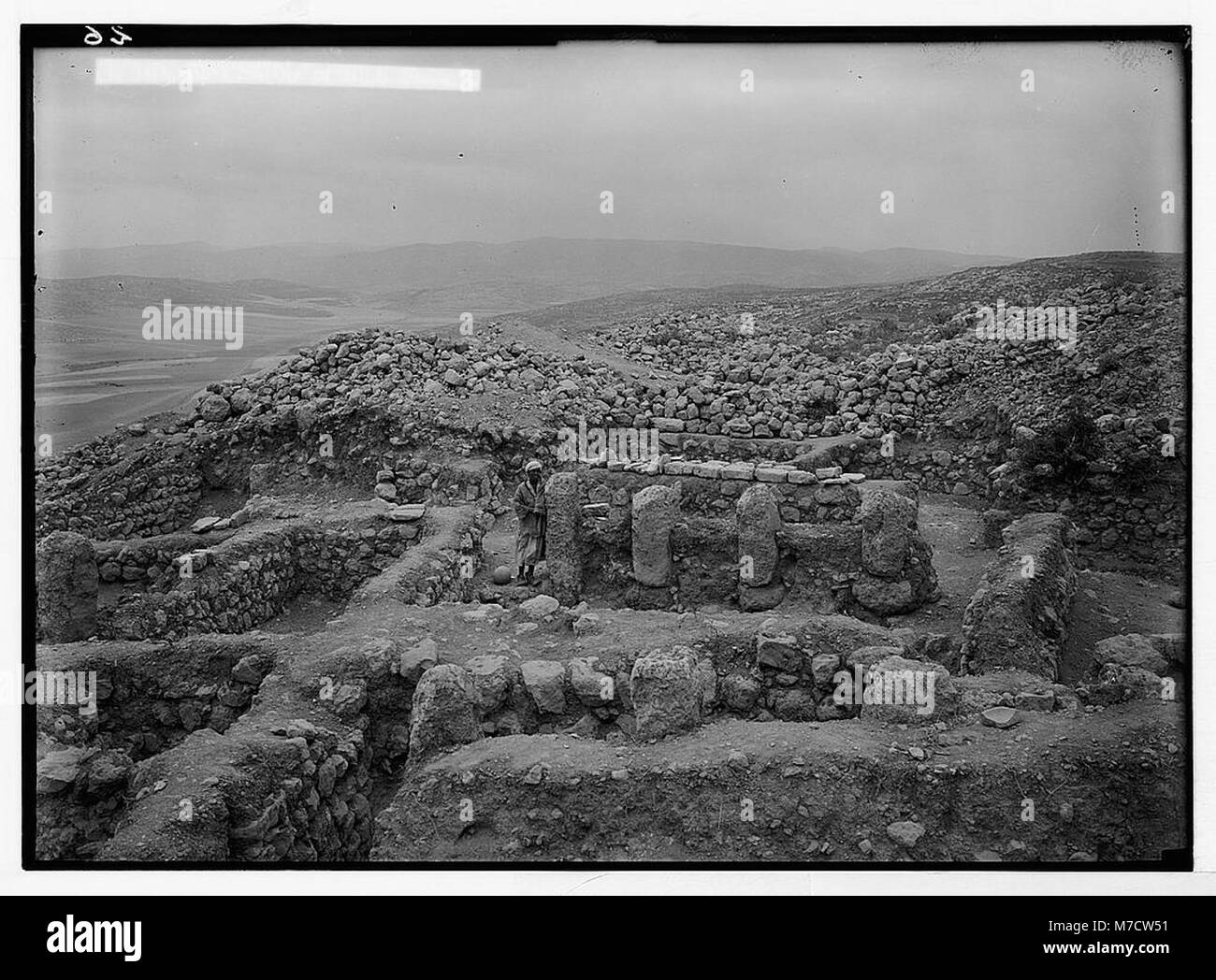 This photograph captures excavations at Tell Beit Mirsim, an ancient ...