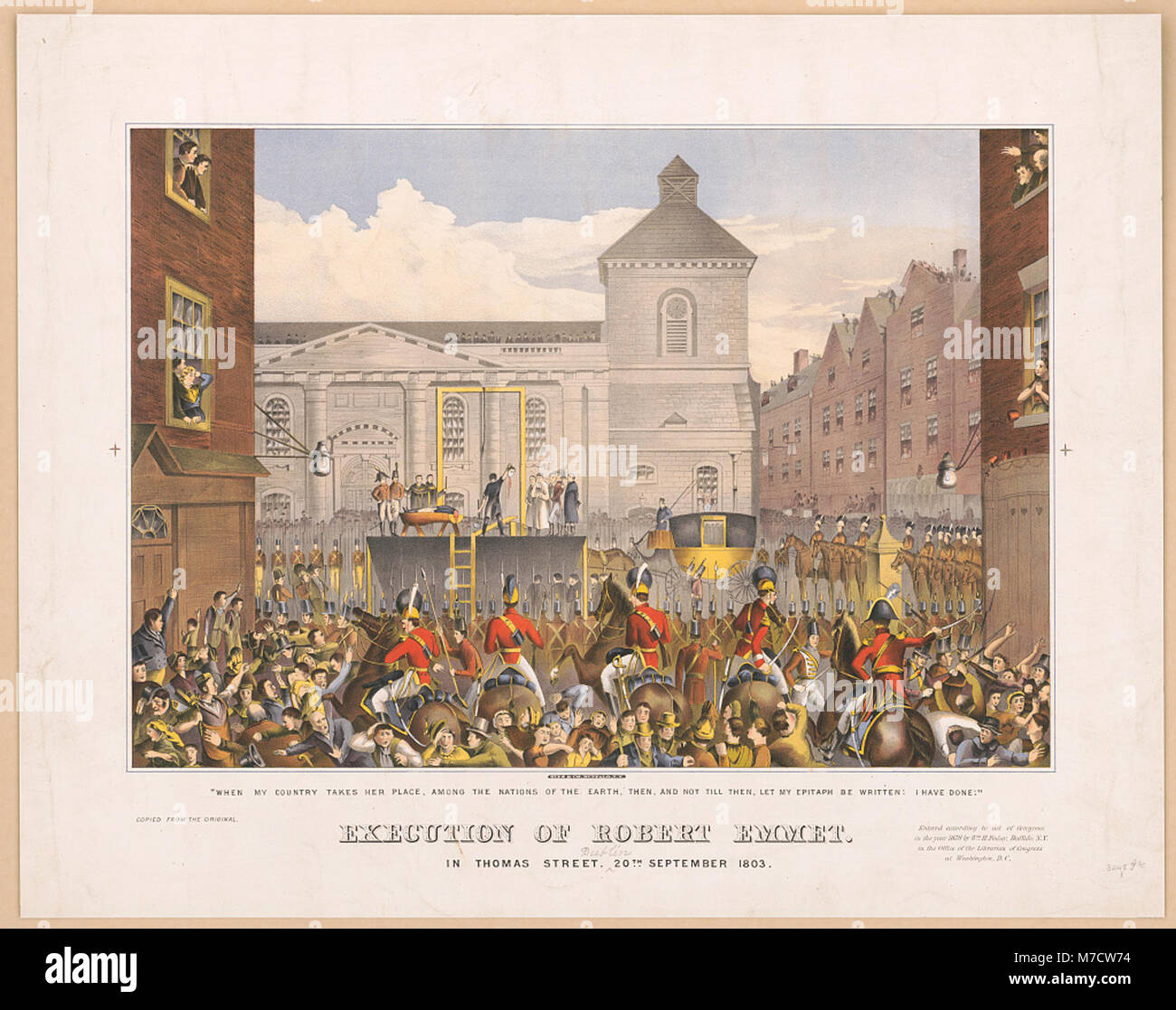 This historical image captures the execution of Robert Emmet, an Irish ...
