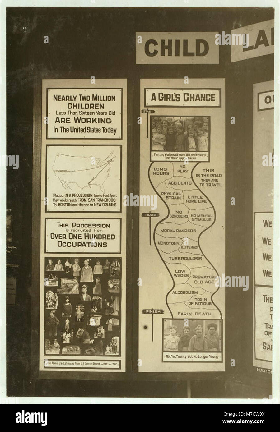 An exhibit panel displaying historical information and artifacts ...
