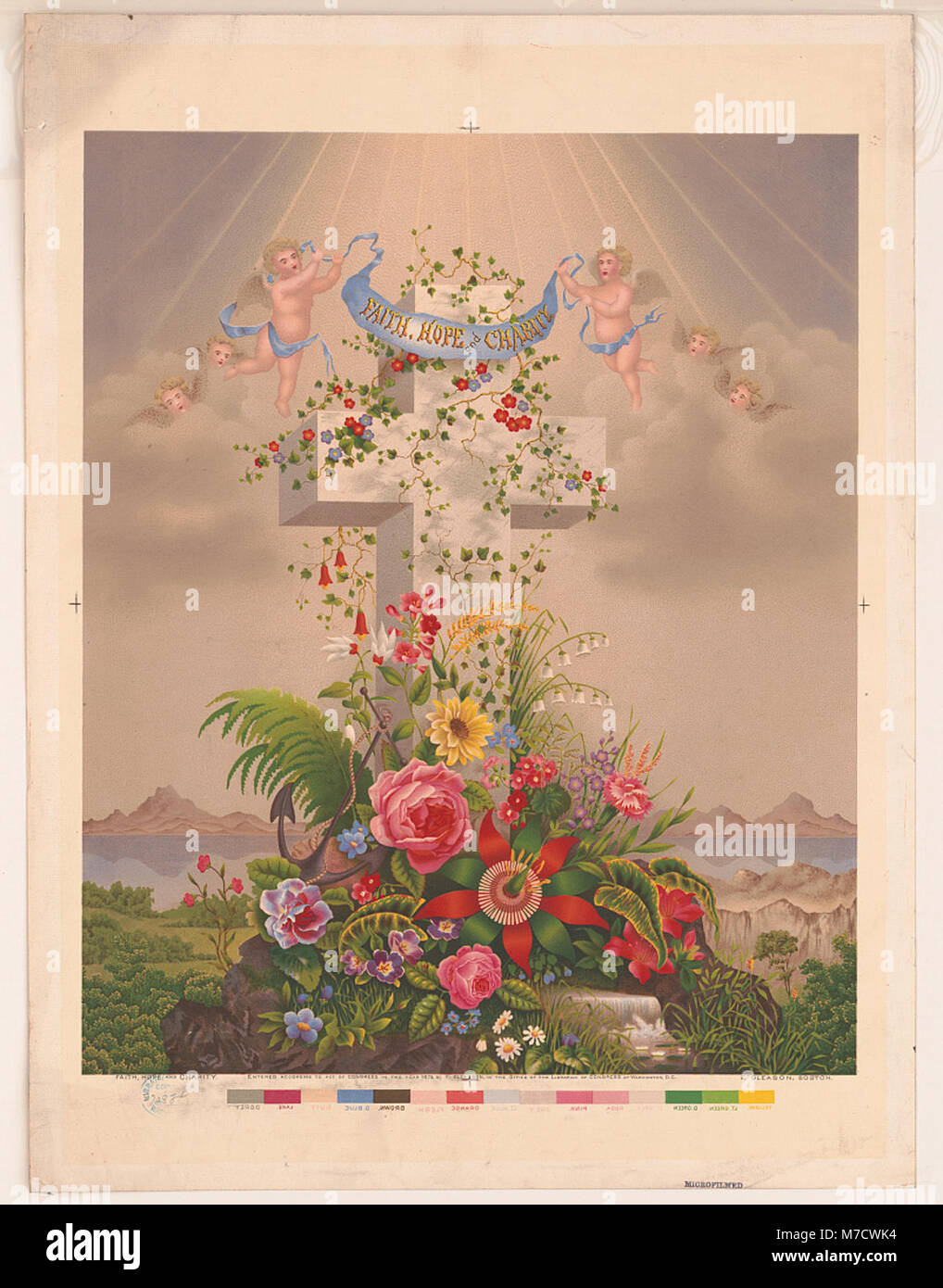 A depiction of 'Faith, Hope, and Charity,' an allegorical ...