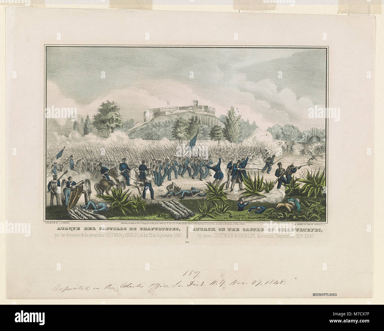 An image documenting the historic attack on the Castle of Chapultepec ...