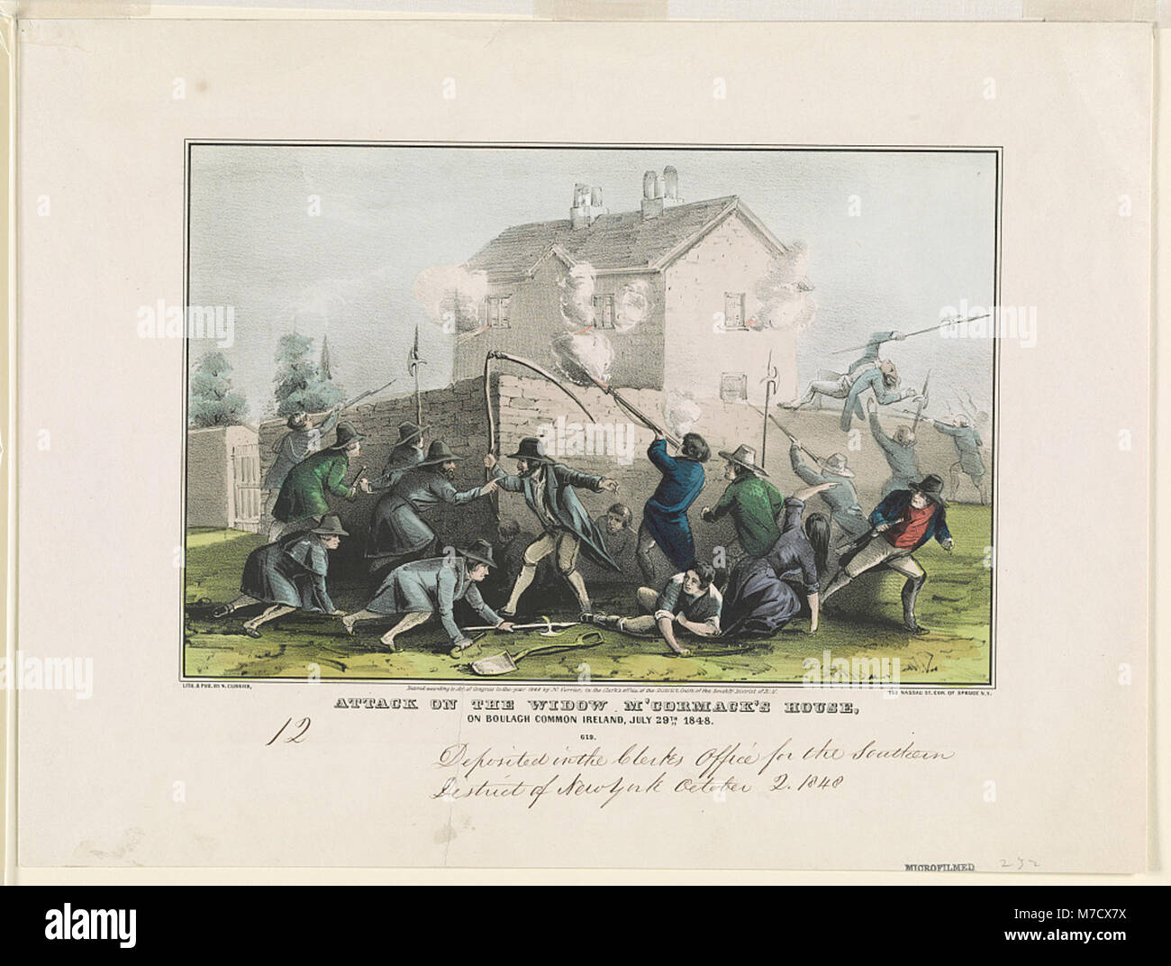 This scene depicts the attack on the house of Widow M'Cormack on ...