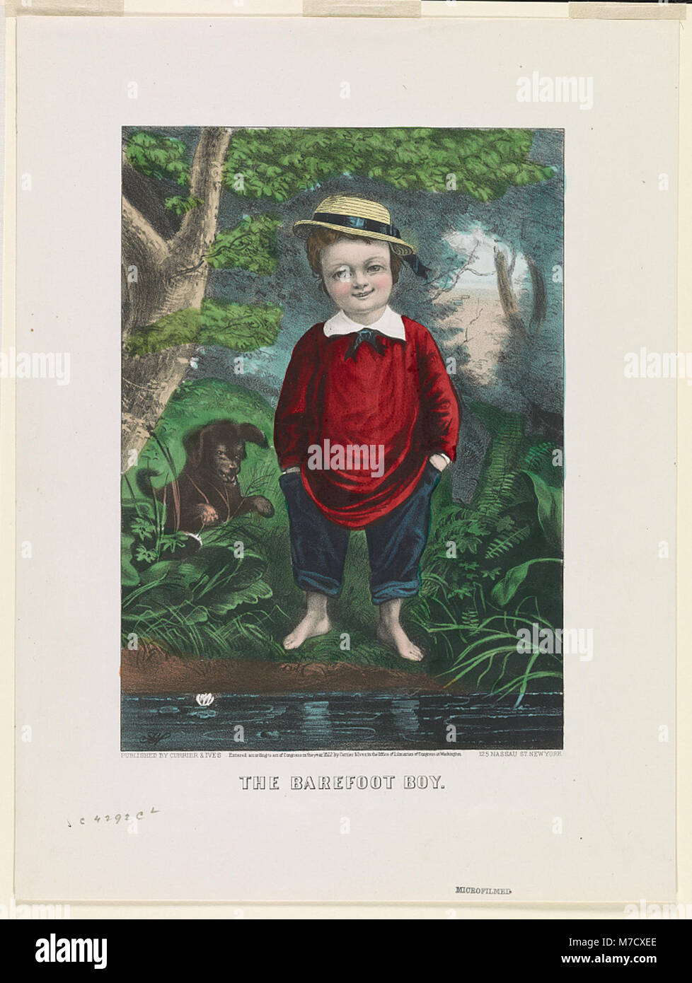 This image depicts a barefoot boy, often symbolizing innocence and ...