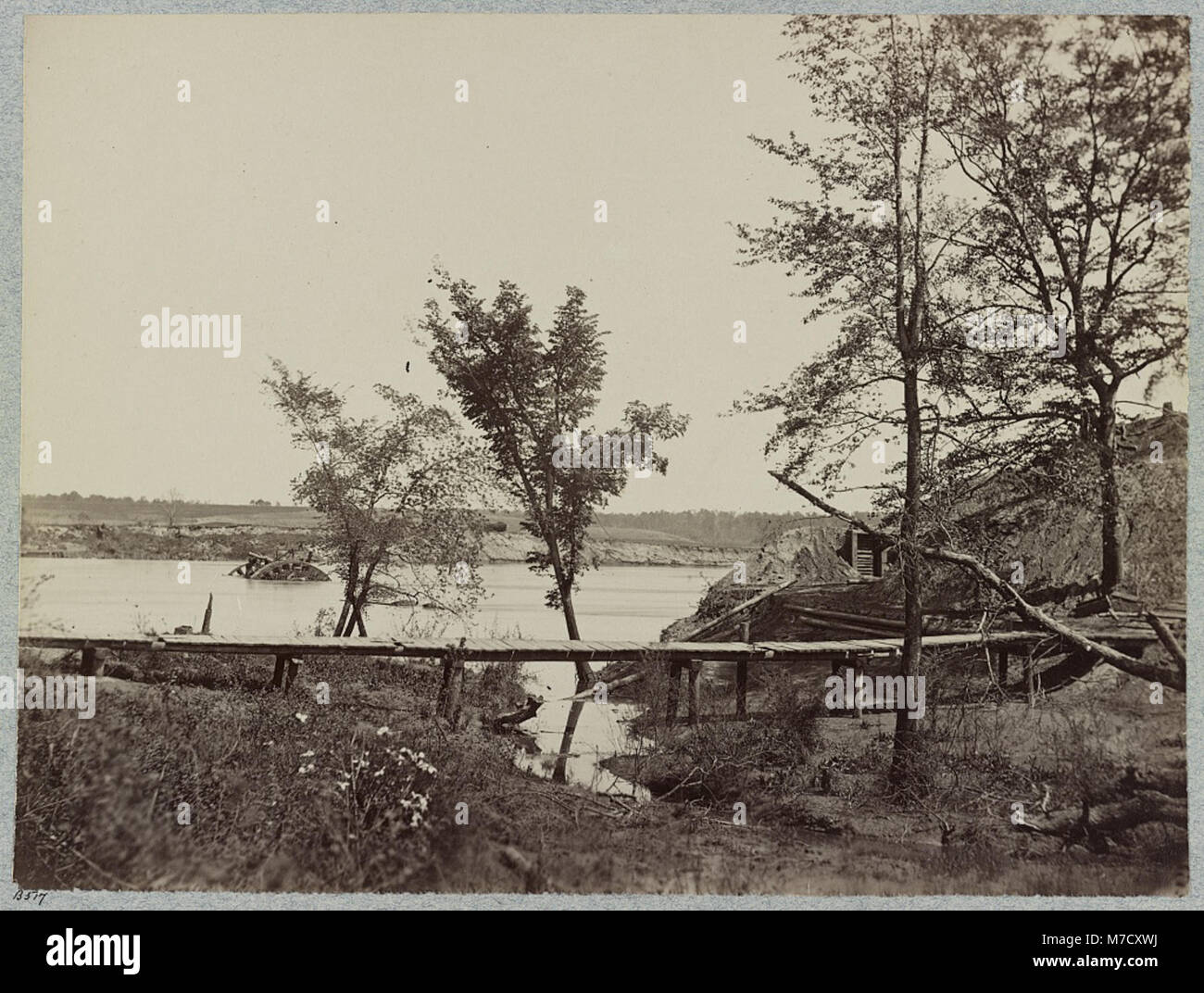 A historical photograph of Fort Darling at Drewry's Bluff on the James ...