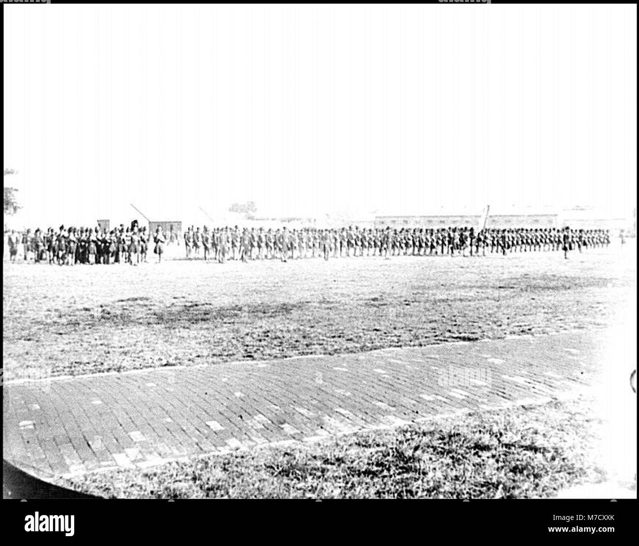 This photograph shows the 3rd Pennsylvania Heavy Artillery Regiment on parade at Fort Monroe ...