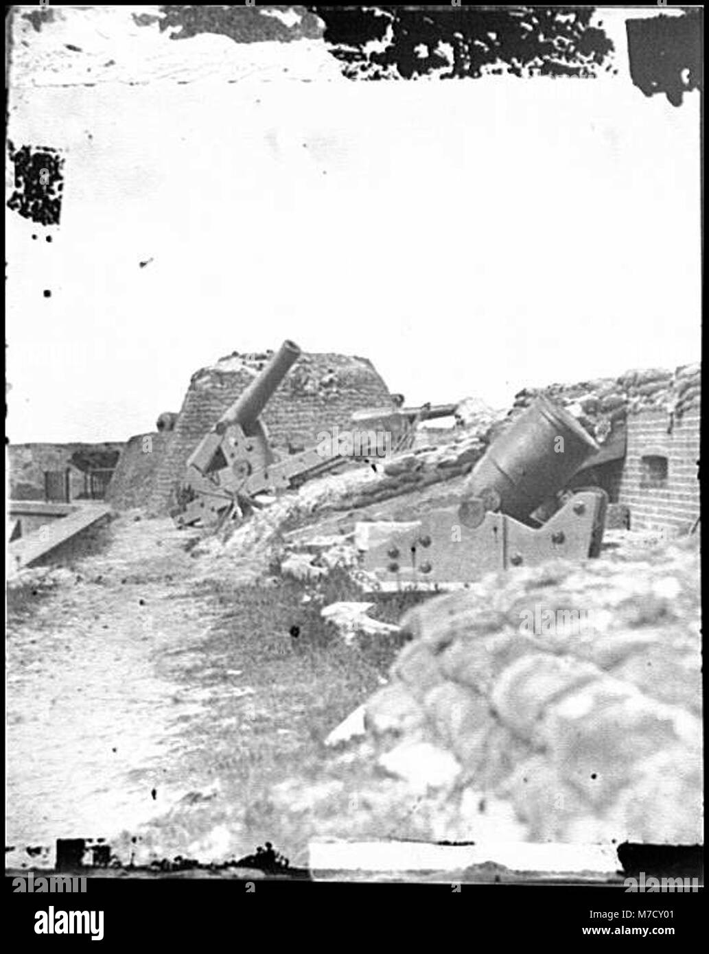 An interior view of the front parapet at Fort Pulaski in Georgia ...