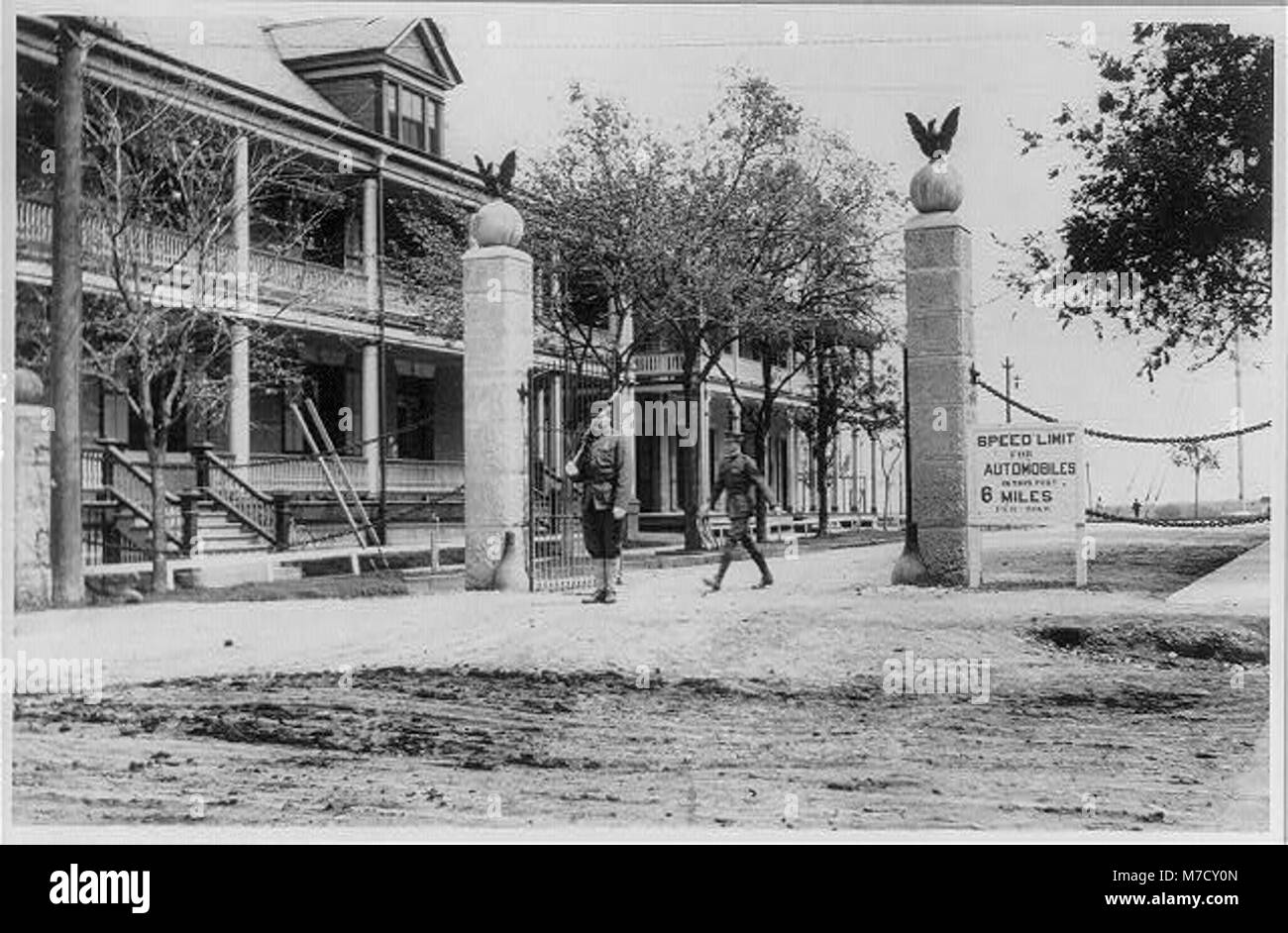 Photograph of the entrance to Fort Sam Houston, Texas, taken in 1911 ...