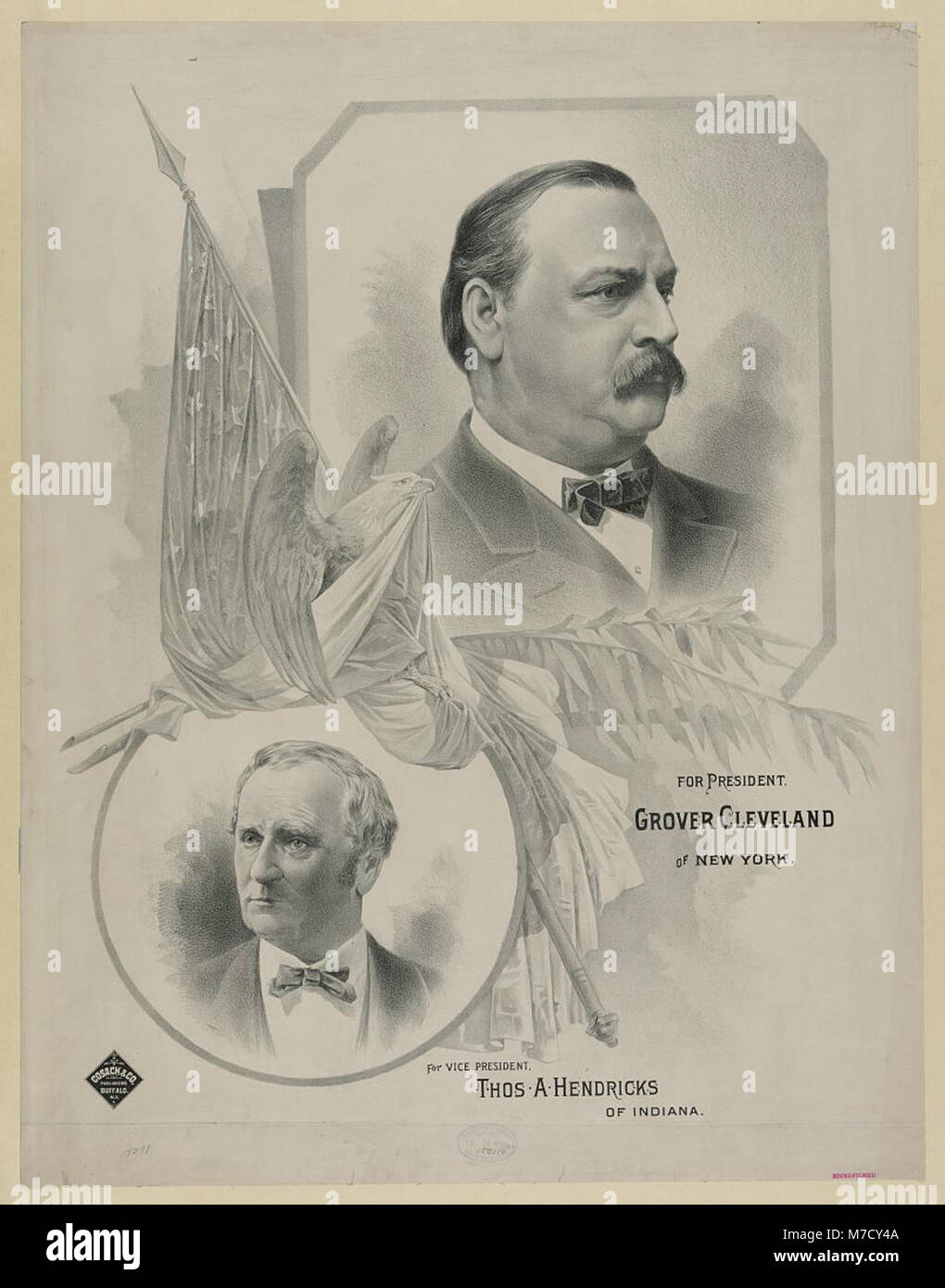 A campaign poster for the 1884 U.S. presidential election, featuring ...
