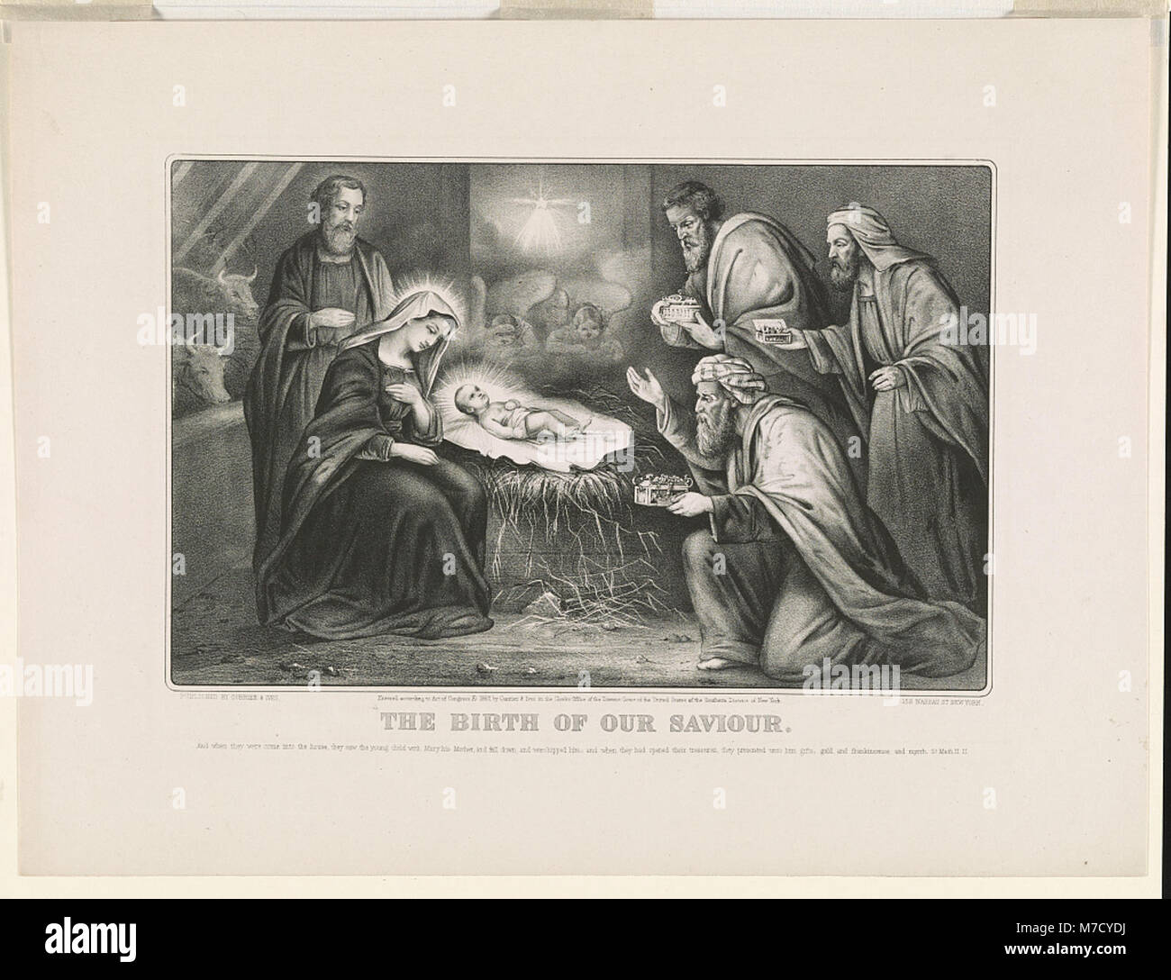 This image depicts the nativity scene, illustrating the birth of Jesus ...