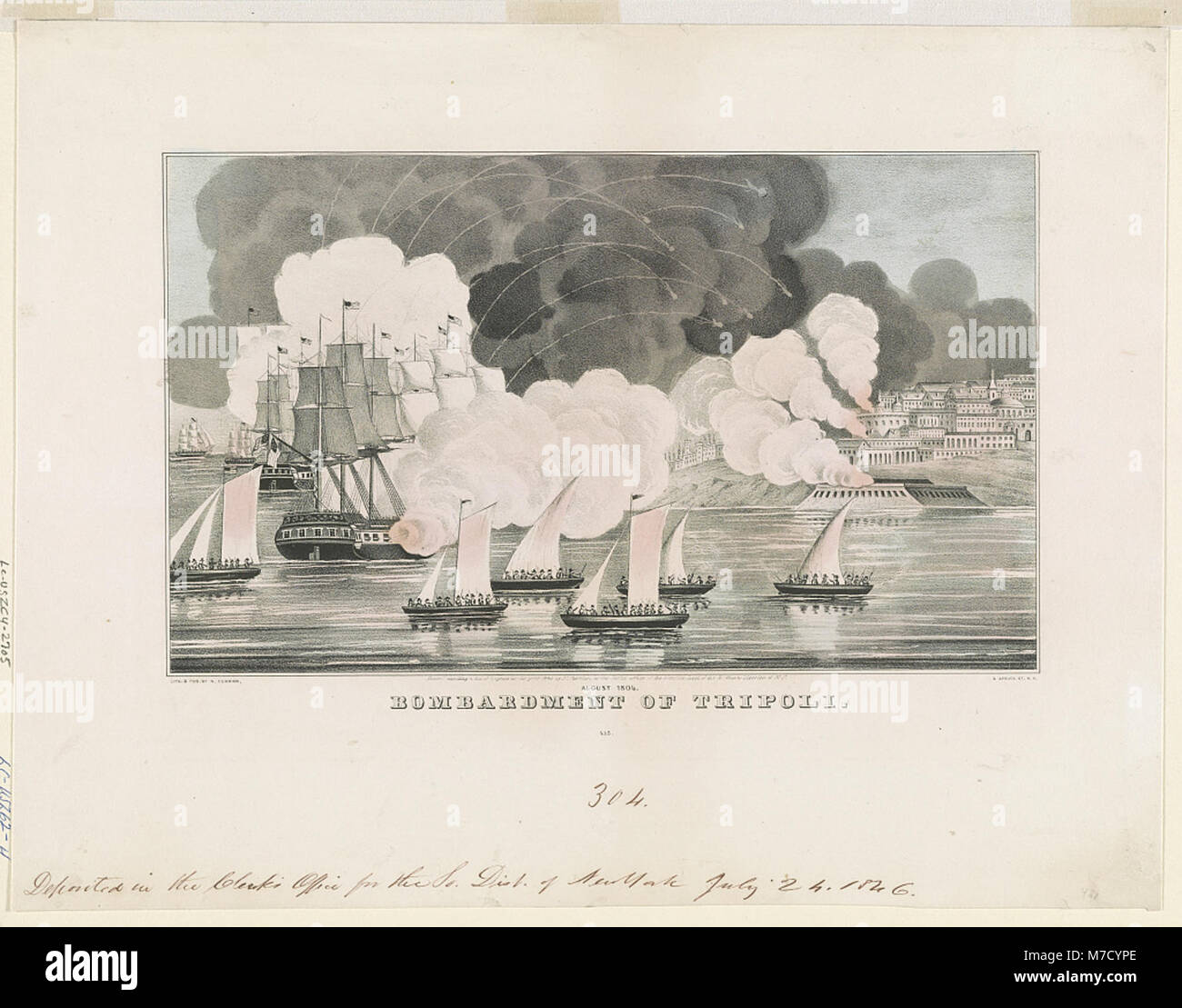 A historical representation of the bombardment of Tripoli, a key event ...