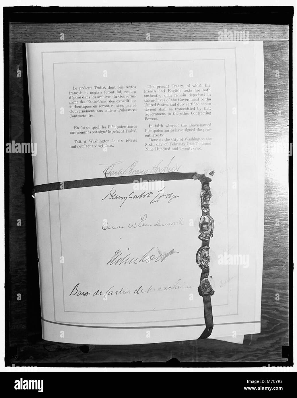 A historical document of the French and American treaty signed in 1922 ...