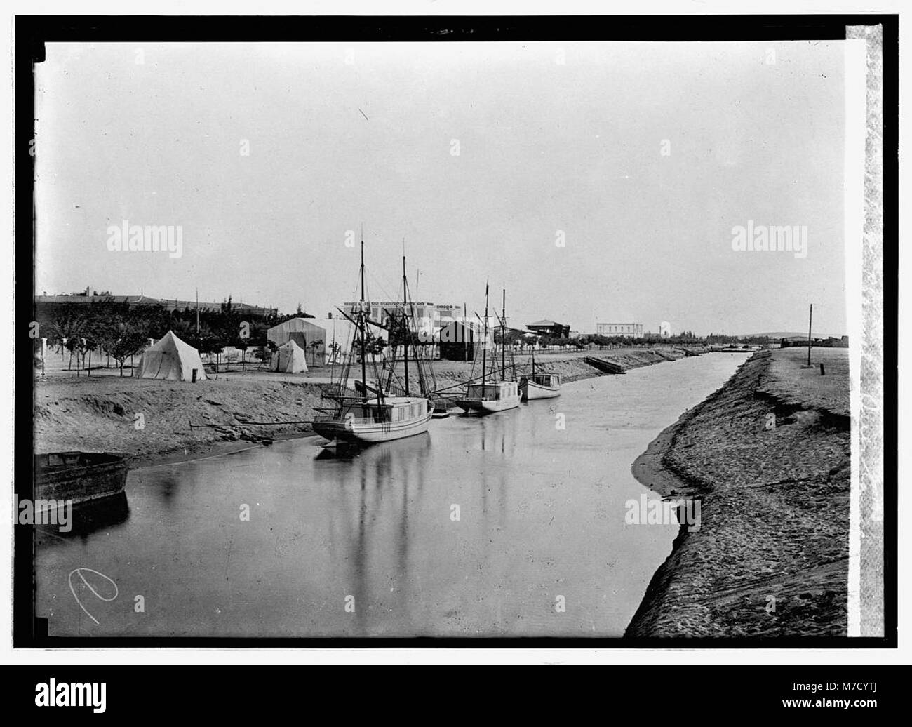 A photograph showing a fresh water channel in the Suez Canal ...