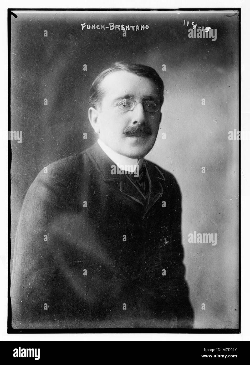 A portrait bust of Funck-Brentano, capturing the likeness of the ...