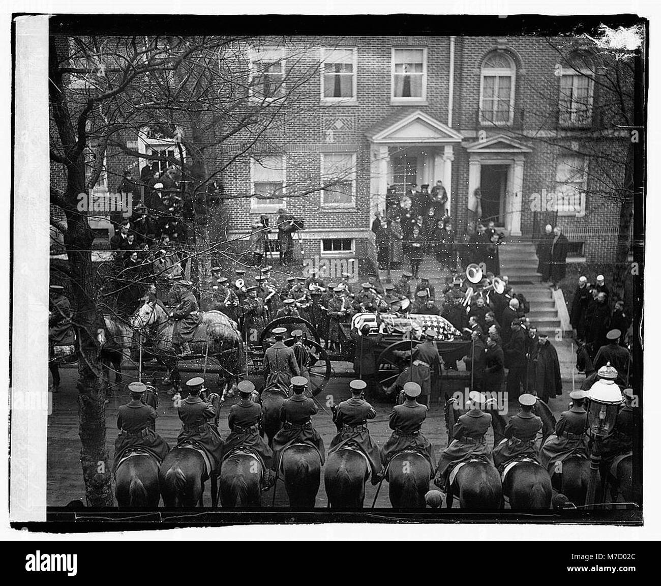 This image captures the funeral procession of Admiral Robert Peary, an ...