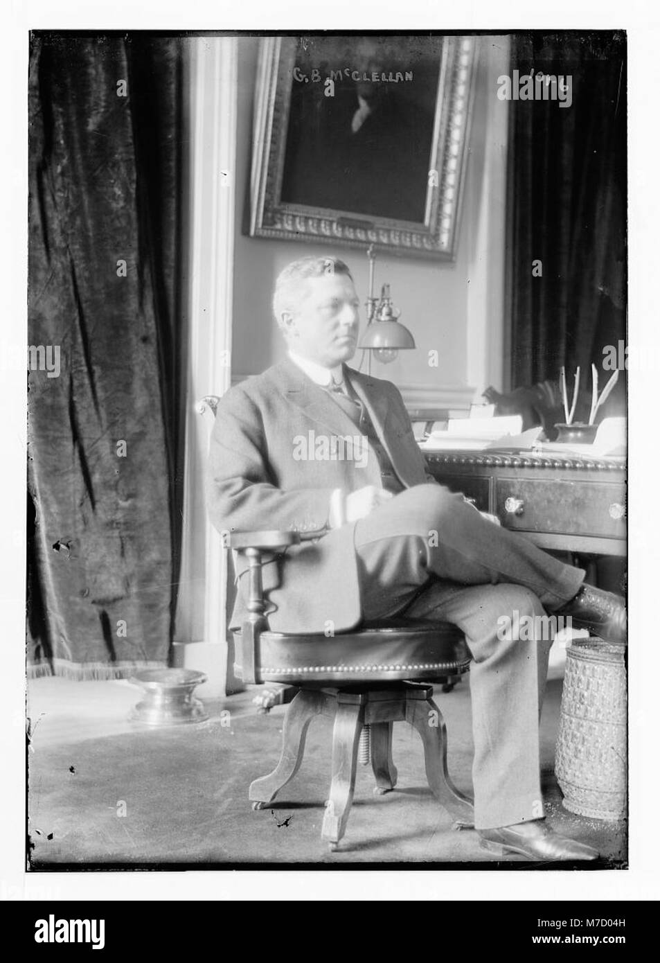 A portrait of General George B. McClellan, captured in a three-quarters ...
