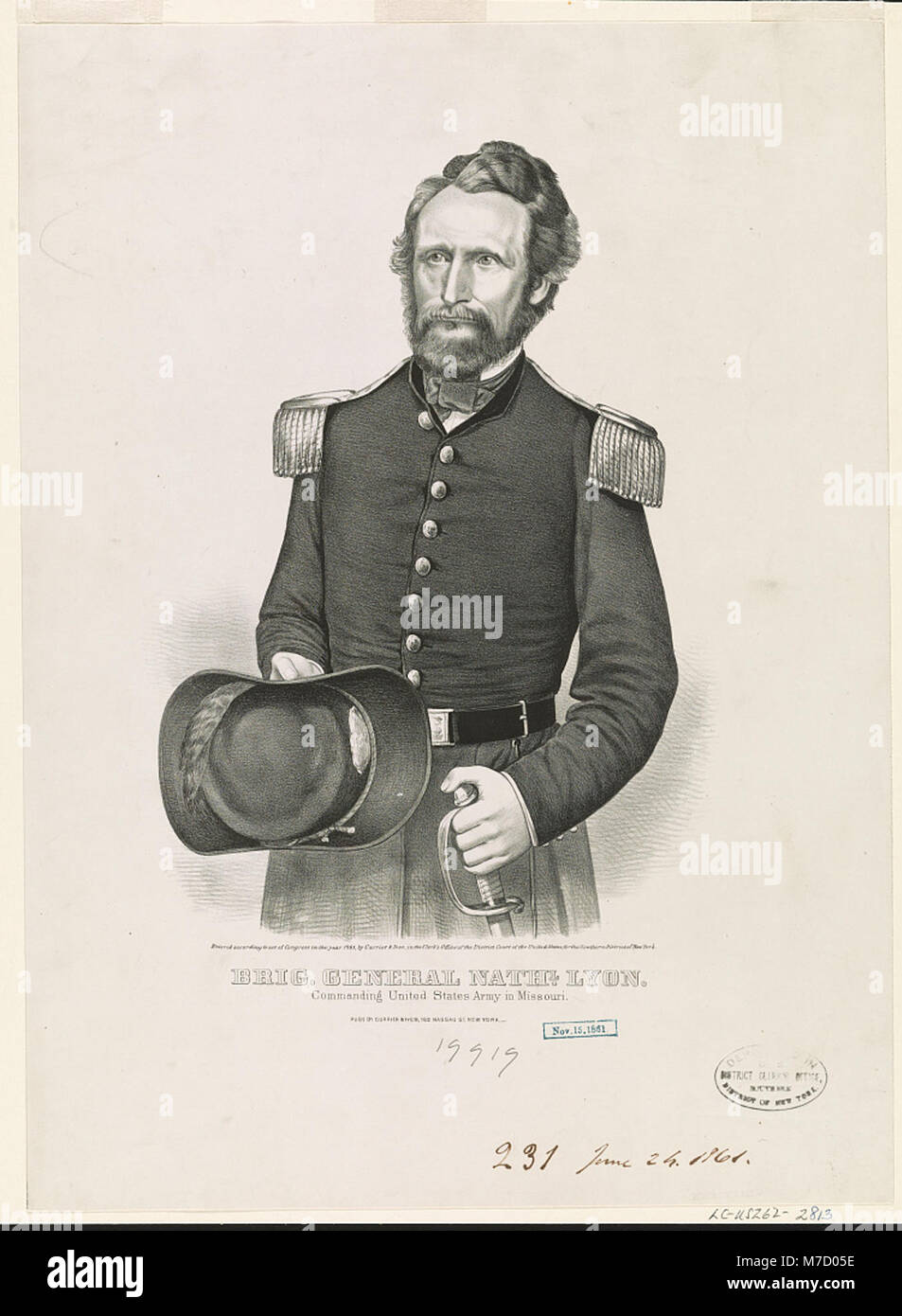Photograph of Brigadier General Nathaniel Lyon, a U.S. Army officer ...
