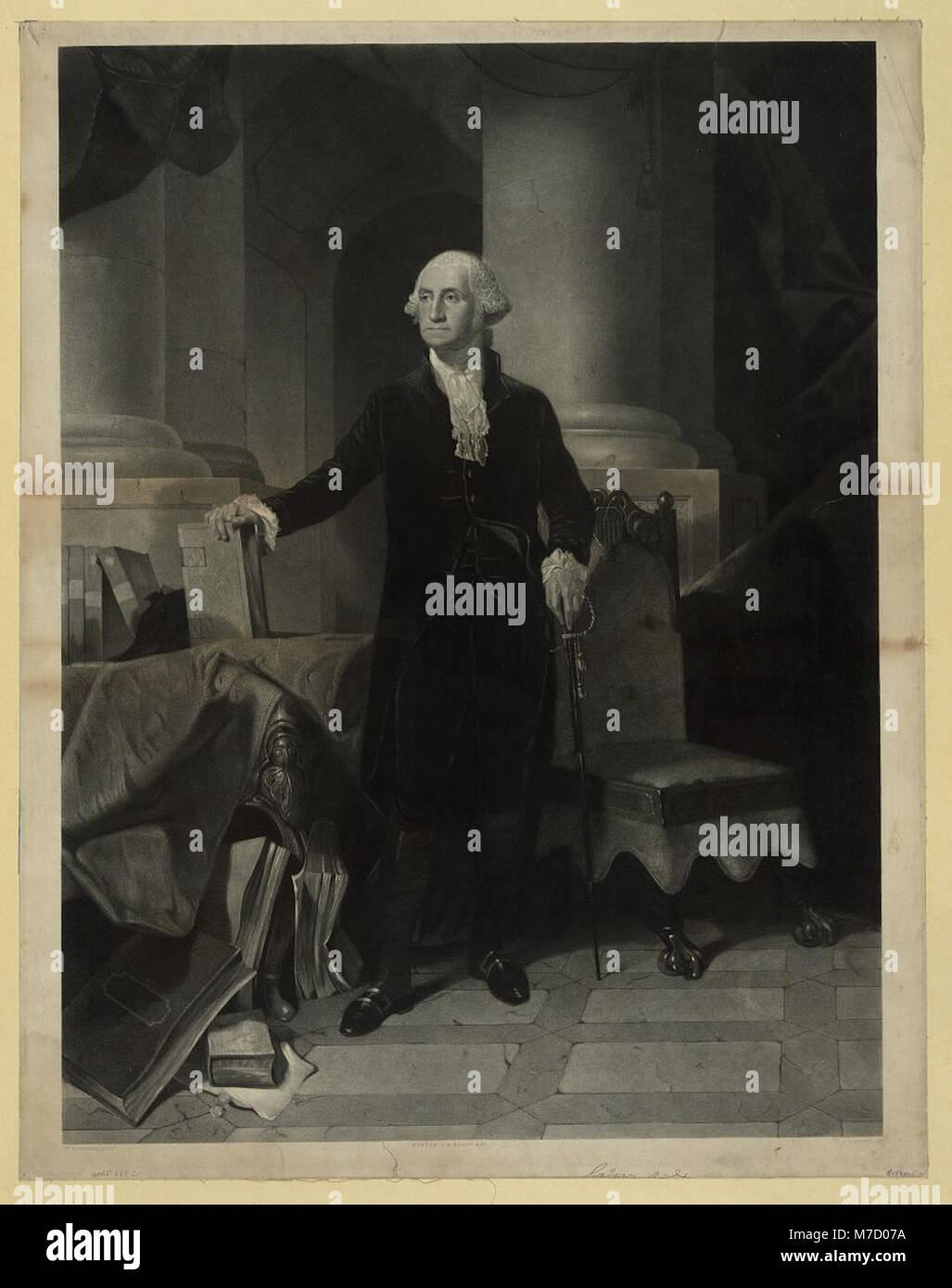 This artwork depicts George Washington, painted by P.F. Rothermel and ...