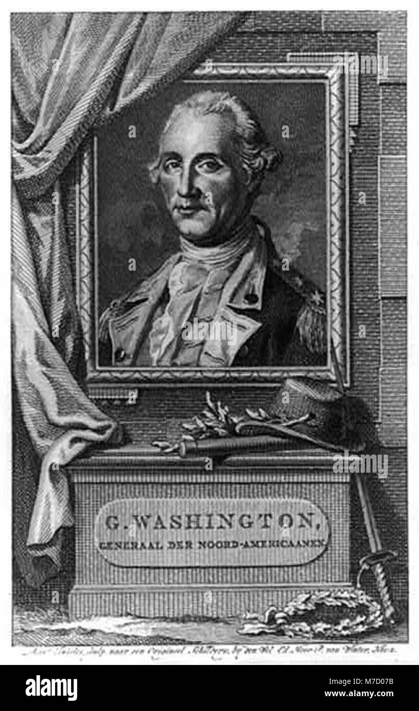 A portrait of George Washington, depicted as the general of the ...