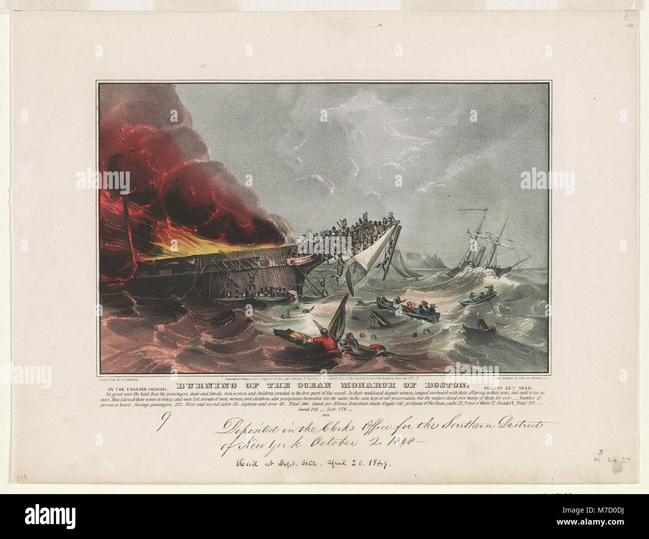 The Ocean Monarch, a passenger ship from Boston, was burned in the ...