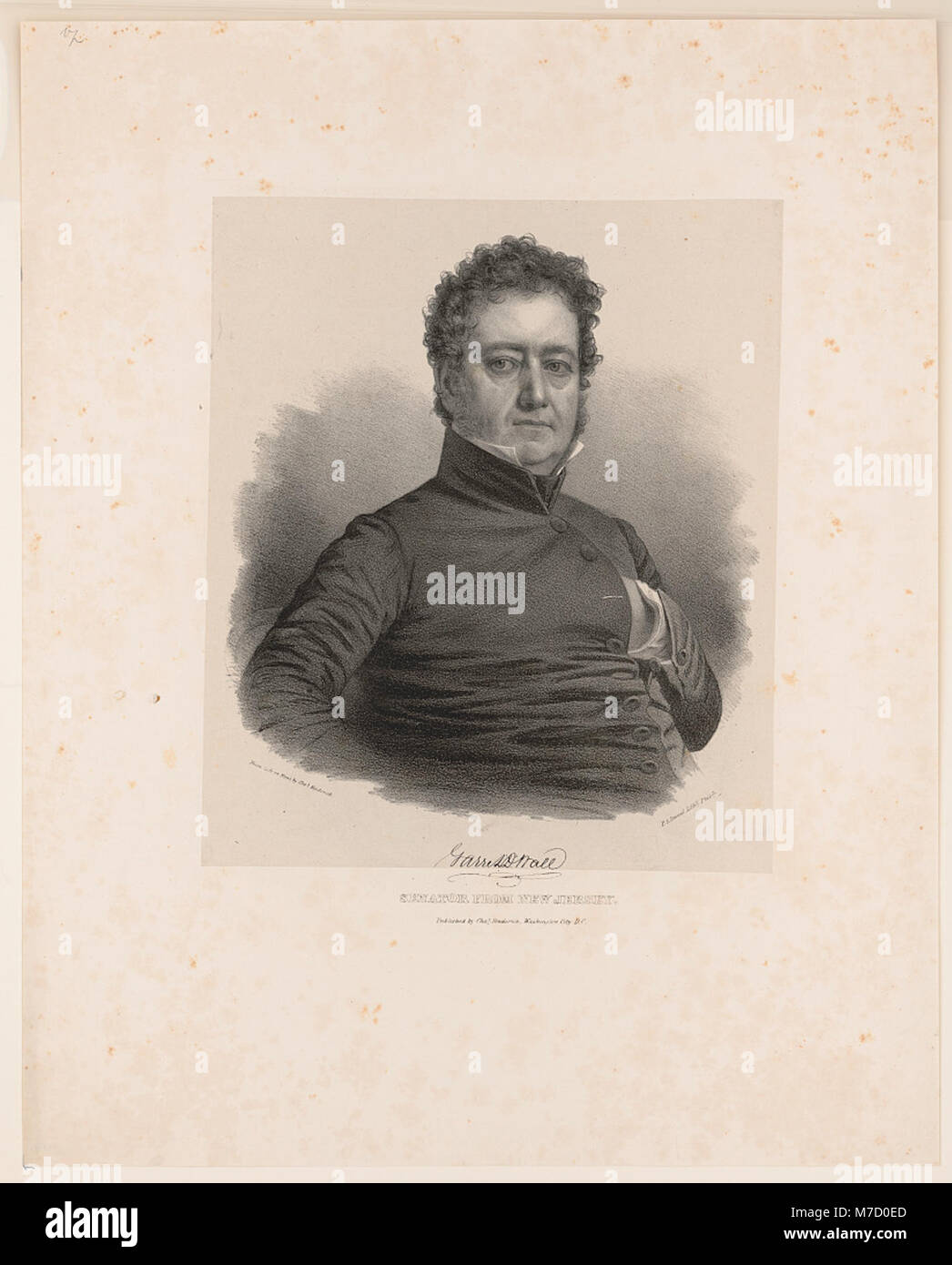 A lithographic portrait of Garret D. Wall, a U.S. senator from New ...