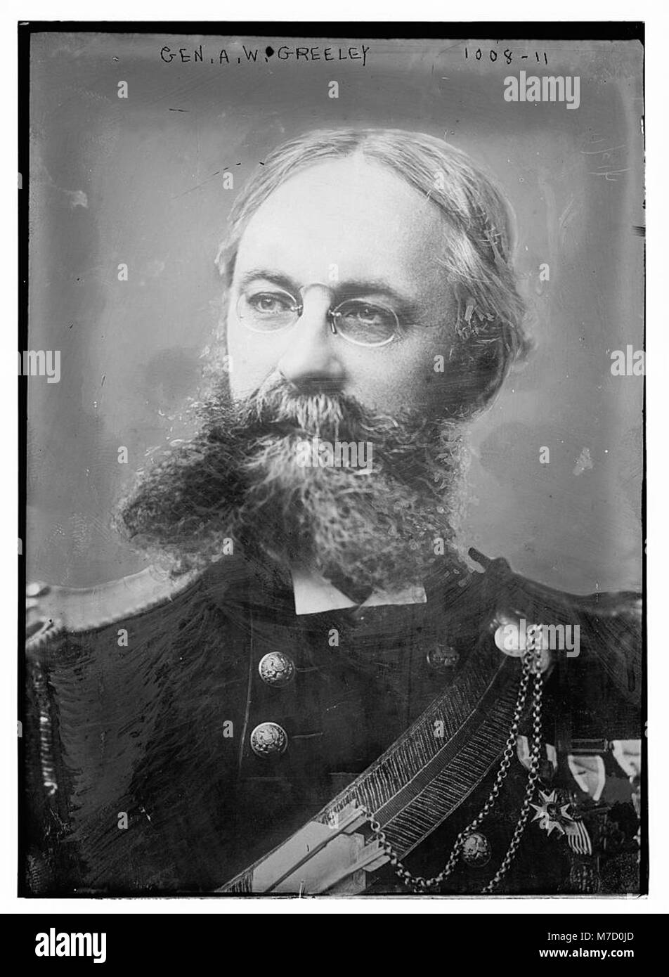 This image shows General A.W. Greeley in military uniform, capturing ...
