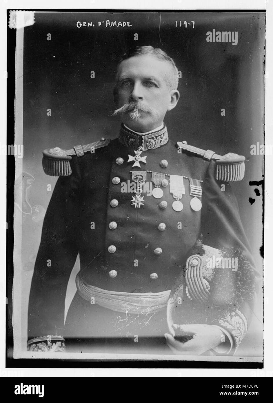 A portrait of General D'Amade, a military officer in uniform, showing a ...