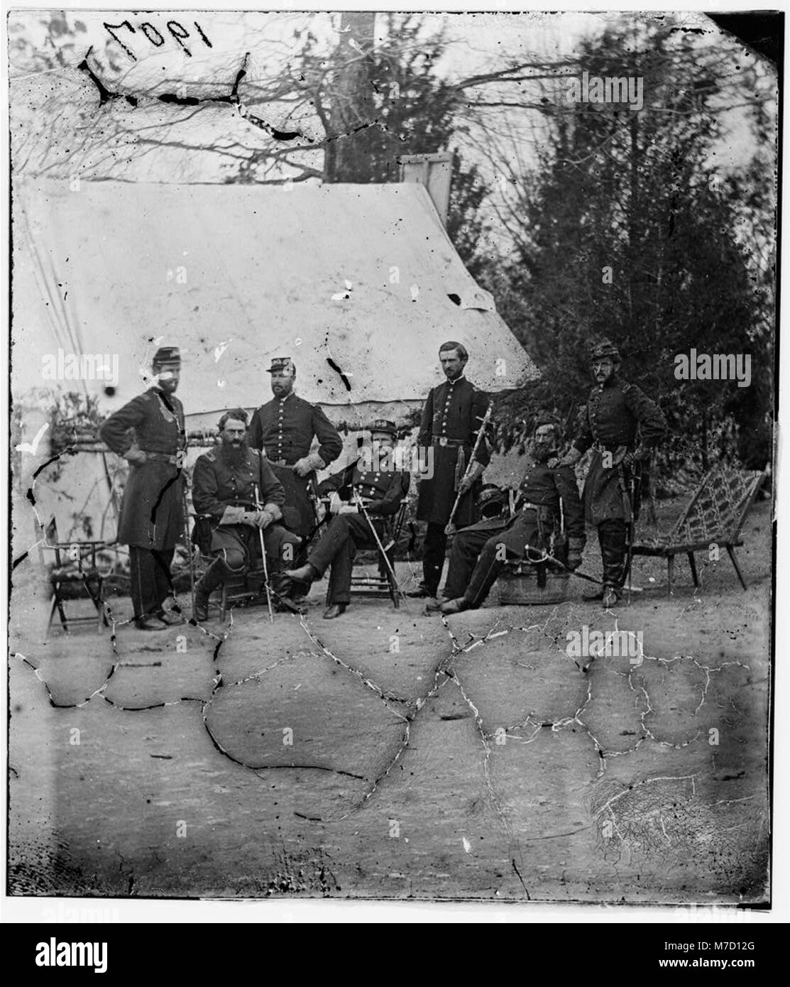 A photograph of General J.J. Peck and his staff, capturing a ...