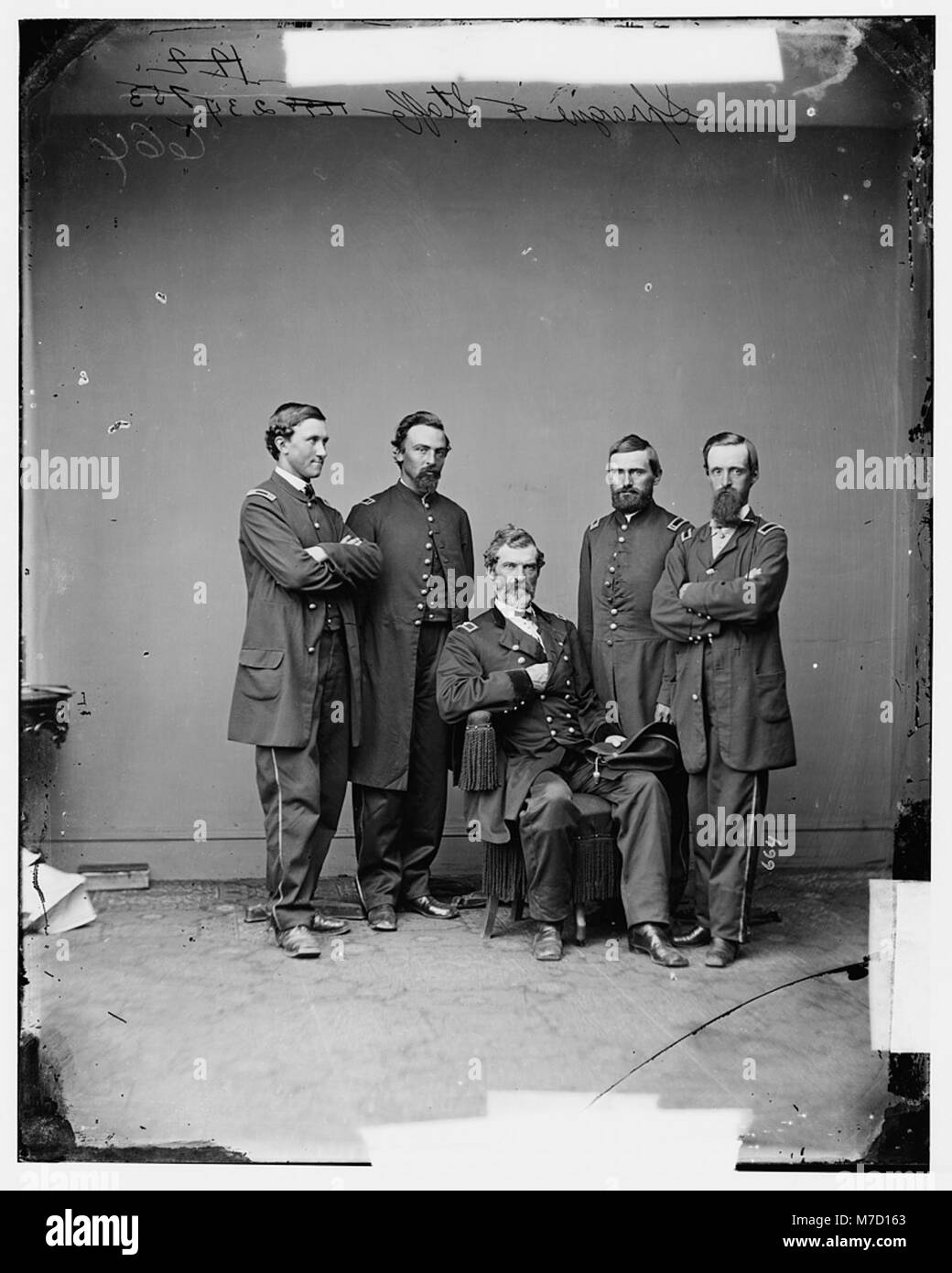 A photograph of General John W. Sprague, U.S. Army, with his staff ...