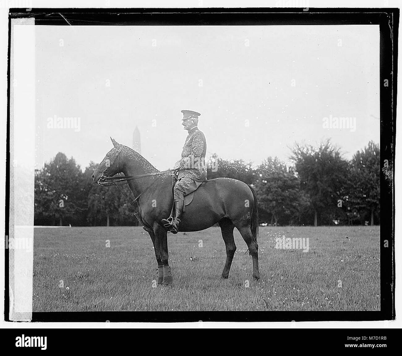 General Peyton March, U.S. Army Chief of Staff, depicted on horseback ...