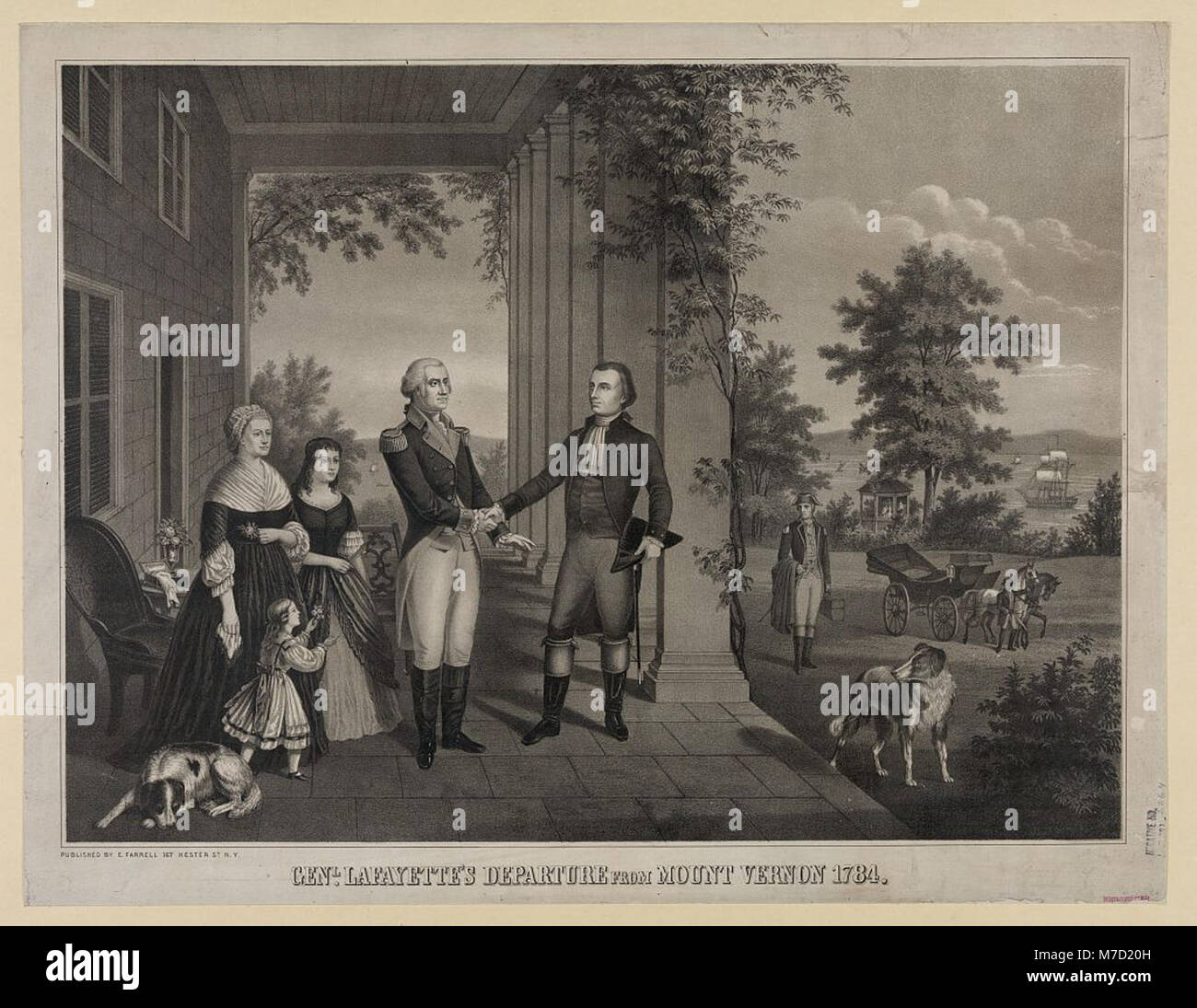 This historical scene depicts General Lafayette's departure from Mount ...