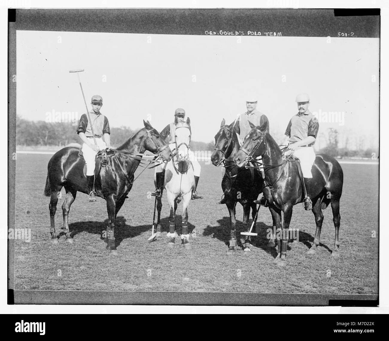 A photograph of George Gould's polo team, capturing the elegance and ...