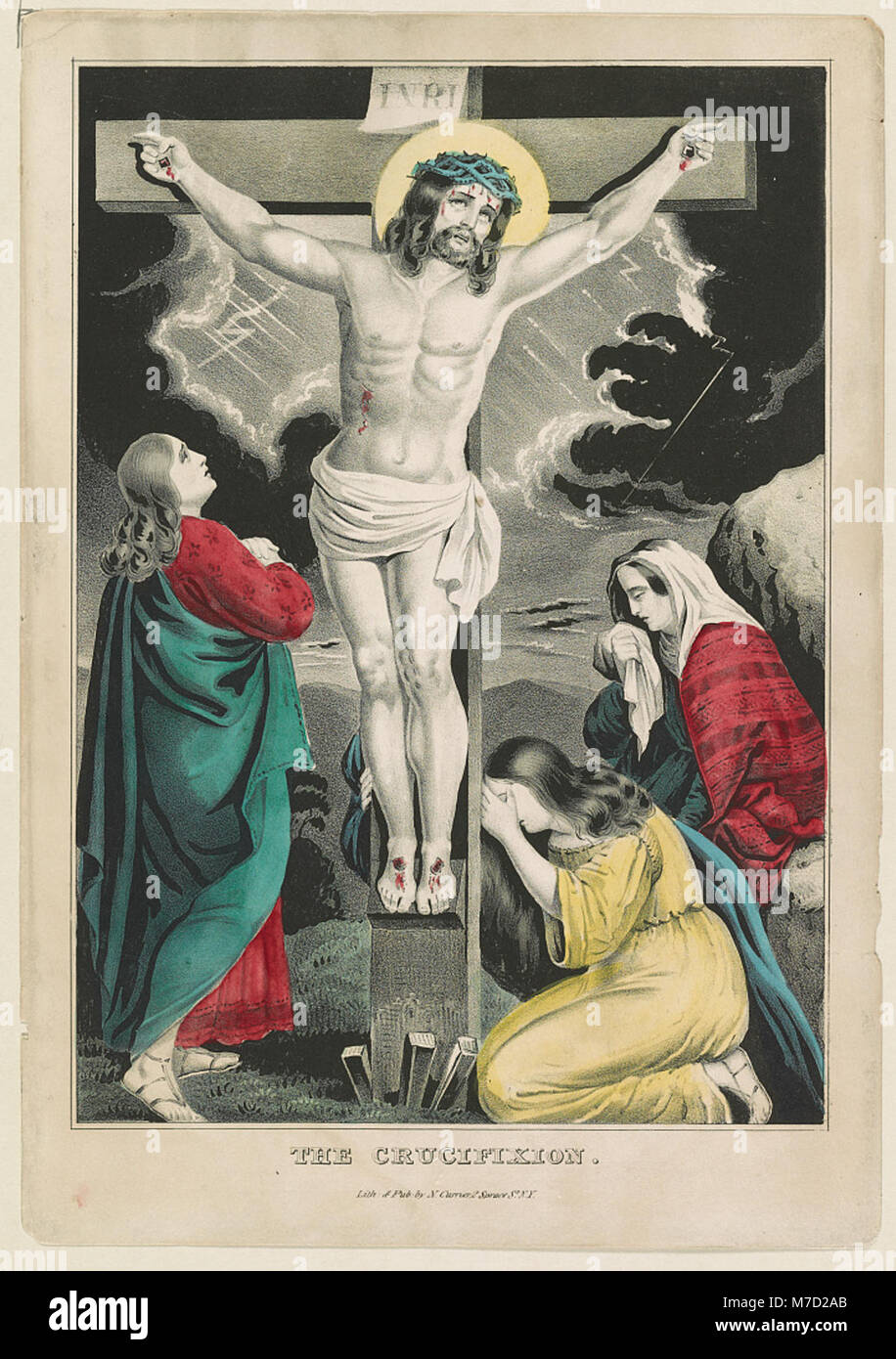 This artwork depicts the Crucifixion of Jesus Christ, a central event in Christian theology. The ...