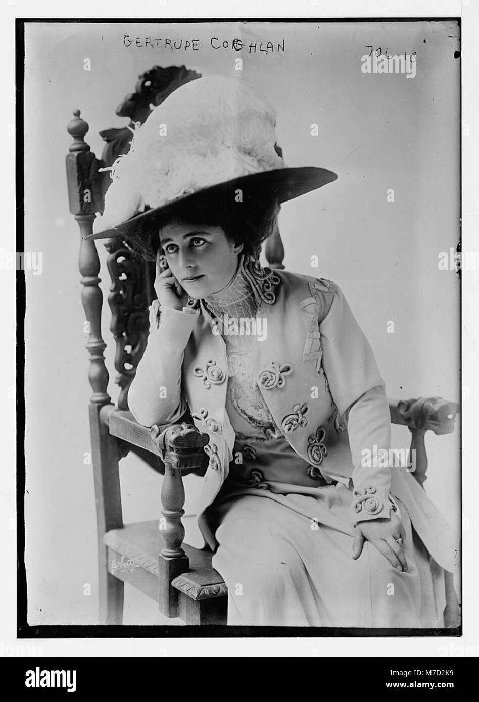 A portrait of Gertrude Coghlan, seated in a formal pose. Known for her ...